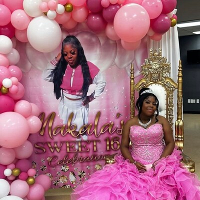 Sweet 16 Photo Backdrop, Birthday Backdrop, White Balloons, Diamond ...