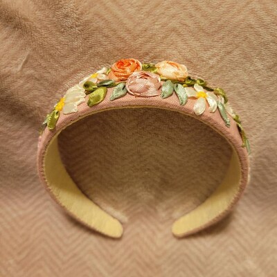 Floral Embroidered Headbands, Handmade Hairband With Flowers Embroidery ...