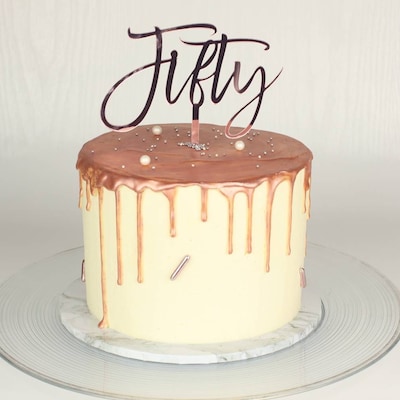 Fifty Acrylic Cake Topper, 50 Number Cake Topper, Milestone Birthday ...