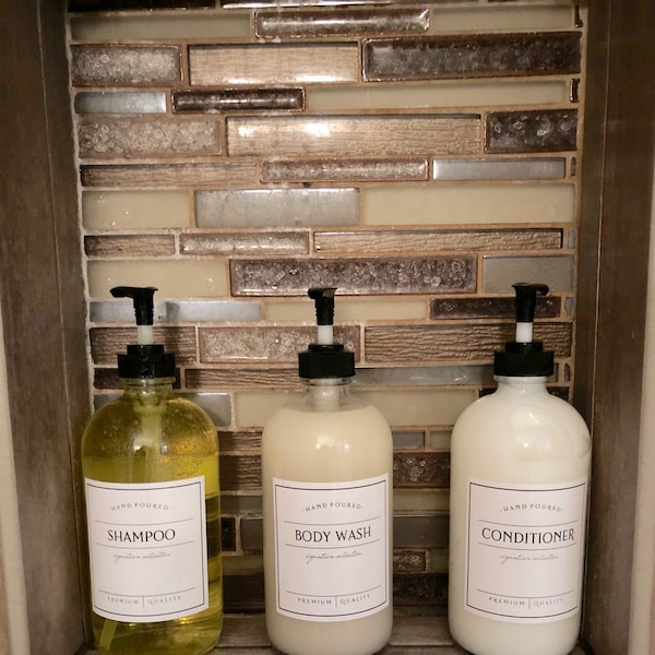 Set of 2 - 16oz AMBER Glass Bottles, Dish Soap + Hand Soap, APOTHECARY ...