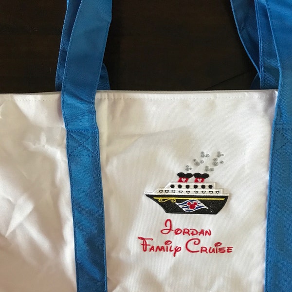 Oversized Disney Cruise Inspired Tote Bag, Embroidered Zippered Beach ...