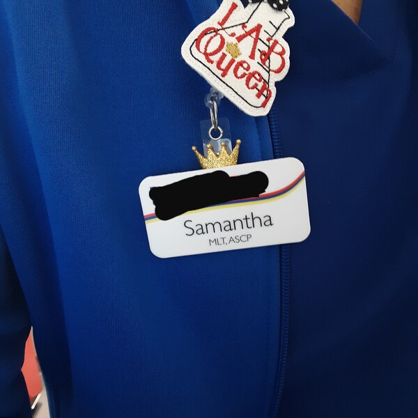 Lab Queen Laboratory Cute Retractable ID Name Badge Reel Lanyard Gift ...