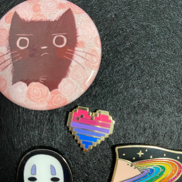 Bisexual Pixel Heart Pin — Subtle Bi Pride Flag Accessory Gift Queer ...