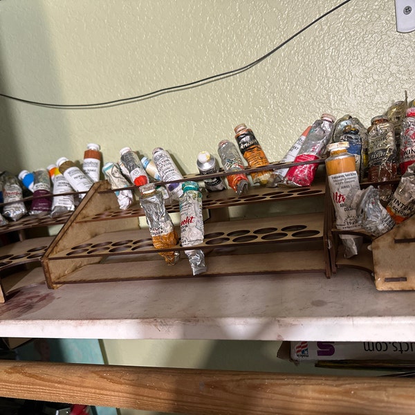 Wood Paint Bottle Rack Organizer Workstation - Vallejo - Etsy