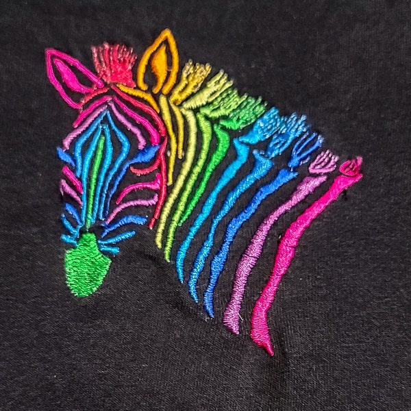 Rainbow Zebra Head Face Urban Modern Machine Embroidery File Design 4x4 ...