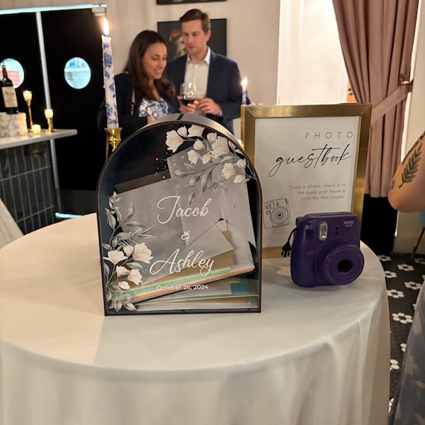 Custom Wedding Card Box, Boho Wedding Card Box With Slot, Personalized ...