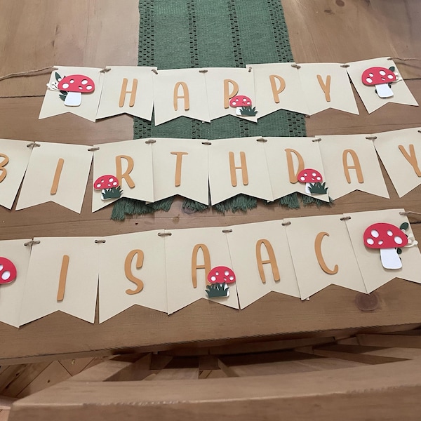 Mushroom Birthday Banner ~ Happy Birthday Banner ~ Mushroom First ...