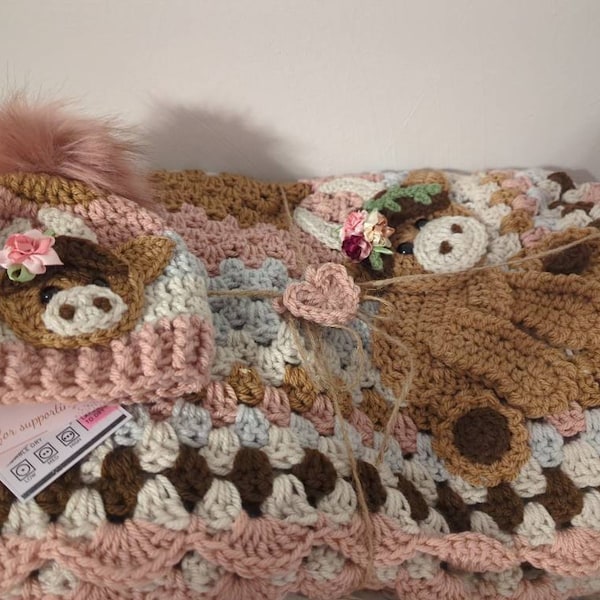 Handmade Crocheted Baby Blanket With Cute Sloth Design, 40x40'' or ...