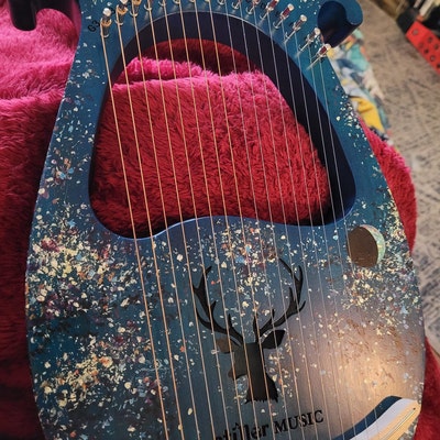Hand-decorated Lyre Harp 16-string, Cosmic Sky Design - Etsy