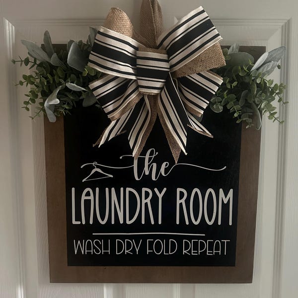 Laundry Room Sign | Wash Dry Fold Repeat | Laundry Room Decor | Laundry ...
