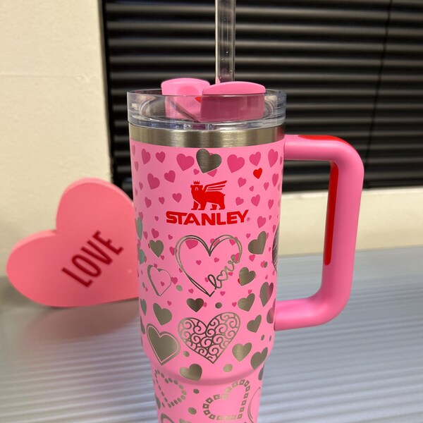 Peony Pink Stanley Tumbler 30oz: Laser Engraved Butterfly Design - Etsy