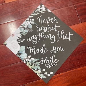 Custom Quote Boho Floral Graduation Cap Topper, Digitally Painted and ...