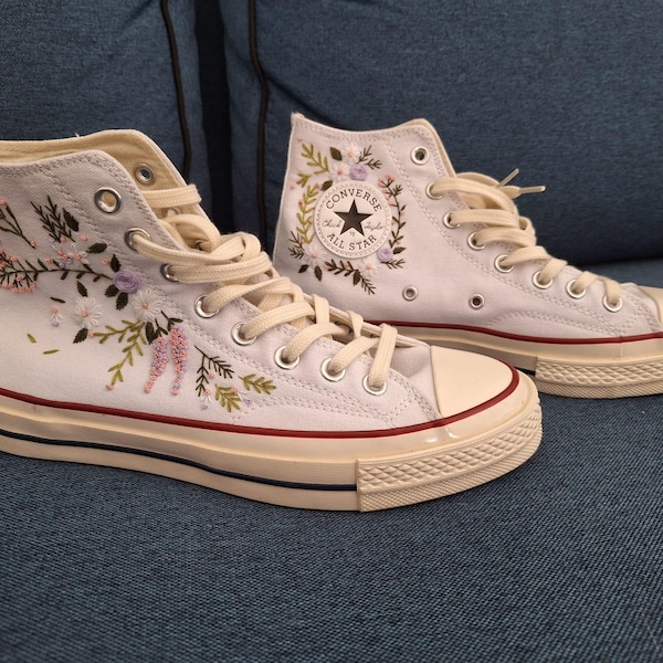Embroidered Converse/ Flower Converse/ Converse Low Tops Flower ...