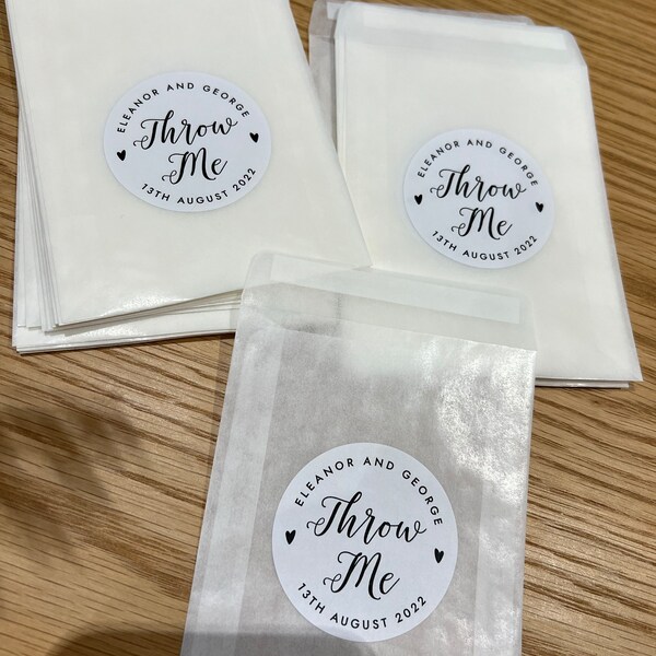 Personalised Throw Me Sticker, Confetti Wedding Label, Wedding Favour ...