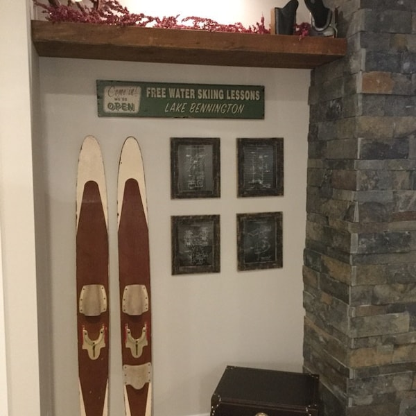 Custom Lake House Water Skiing Sign - Rustic Hand Made Vintage Wooden ...