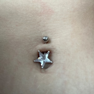 14G F136 Titanium Blue CZ Fat Floating Belly Ring Internally Threading ...