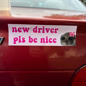 New Driver Pls Be Nice Bumper Sticker AND Magnet Funny Meme Sticker 8.7 ...