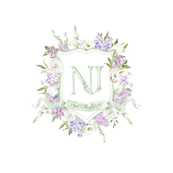 Custom Wedding Monogram Logo, Wedding Monogram, Watercolor Monogram ...