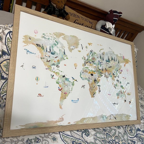 Illustrated World Map | Kids Room World Map | Personalized Nursery ...