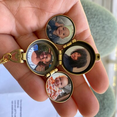 Incredible Four-way Locket Necklace Family Album Lockets Mourning ...