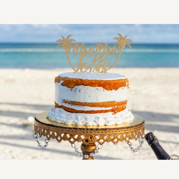 Beach Wedding Cake Topper, Custom Mr and Mrs Cake Topper, Tropical ...