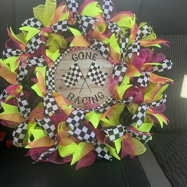 Gone Racing Sign Wreath Sign Wreath Attachment Wreath Supplies Craft ...