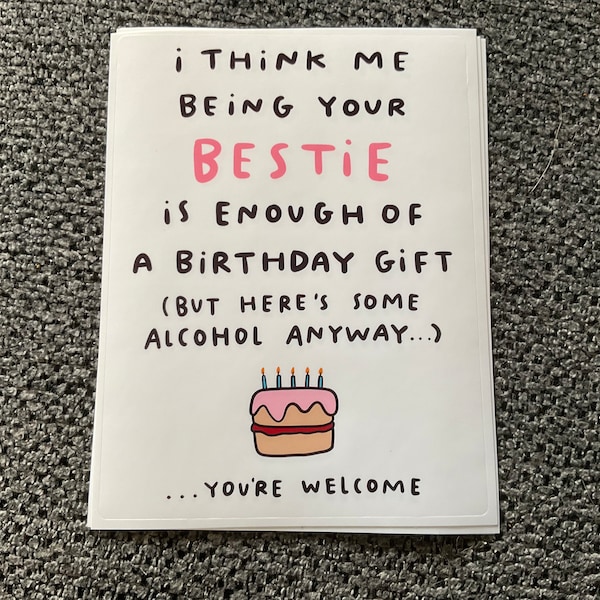 Being Your Bestie is Enough of A Birthday Gift Wine Label - Funny ...