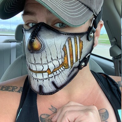 Punisher Skull Mask, Leather Half Face Mask, Motorcycle Mask - Etsy