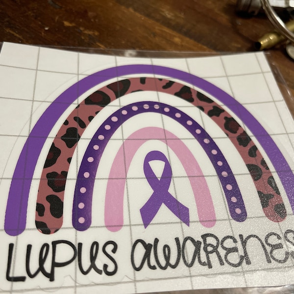 Sticker Decal Lupus Warrior Hand Drawn Cheetah Purple Rainbow, Lupus ...