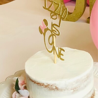 One Minnie Mouse Cake Topper, One Cake Topper, 1st Birthday Minnie ...