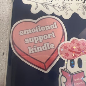 Emotional Support Kindle Heart Sticker Kindle Sticker Bookish Gifts ...