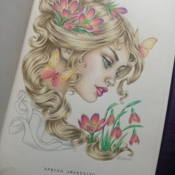 Spring Awakening Fairy - Coloring Page Grayscale Instant Download ...