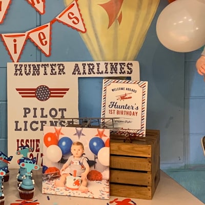 Airplane Birthday Welcome Sign, Easel Welcome Sign, Airplane Door Sign ...