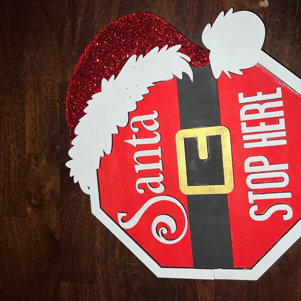 Christmas Door Hanger SVG | Santa Stop Here Sign | Laser Cut File - Etsy