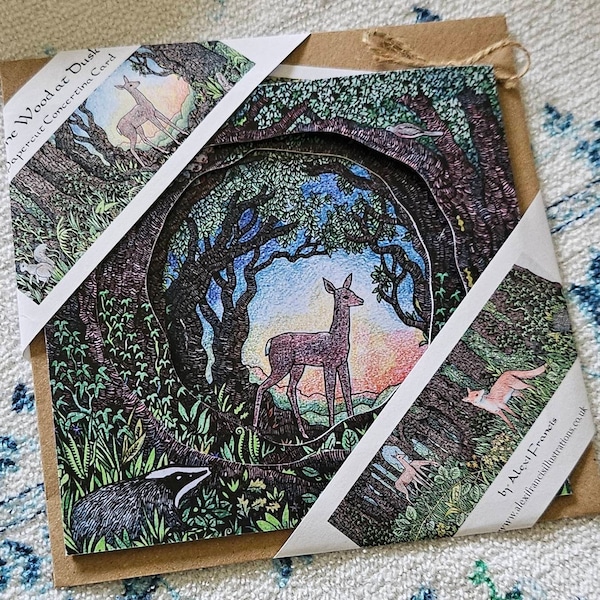 The Wood at Dusk - Double-sided, Papercut Concertina Card - Etsy
