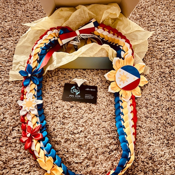 Philippines Grad Lei, Filipino Grad Lei, Filipino Flag Lei - Etsy