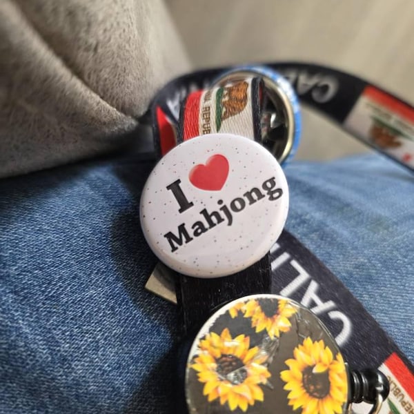 12 I Heart Mahjong Pins 12 Party Favors - 1 1/4" Across Pinback Buttons ...