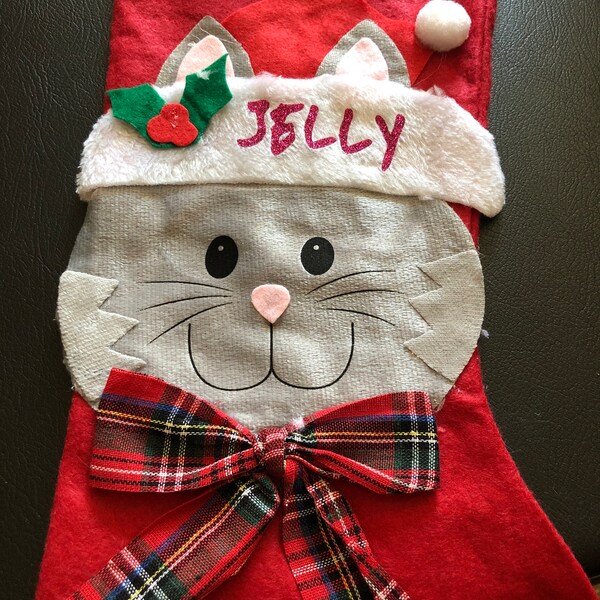 Personalized Cat Stocking, Pet Christmas Stockings, Your Cats Name Here ...