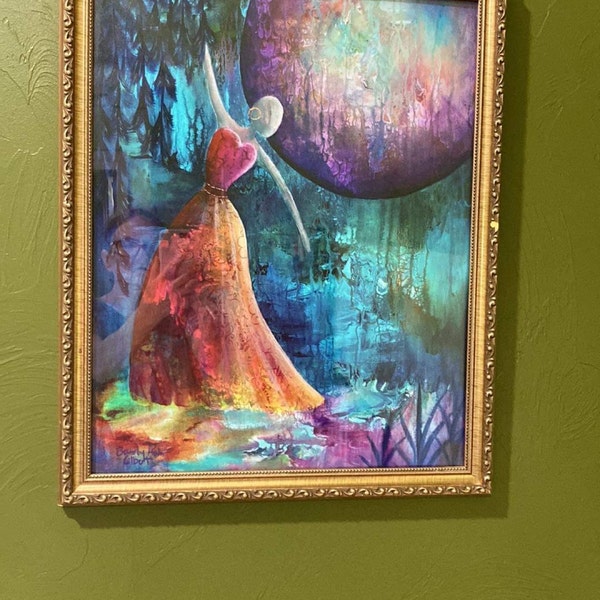 Moon Dance, Print From Original Acrylic Painting, Home Decor, Navy ...
