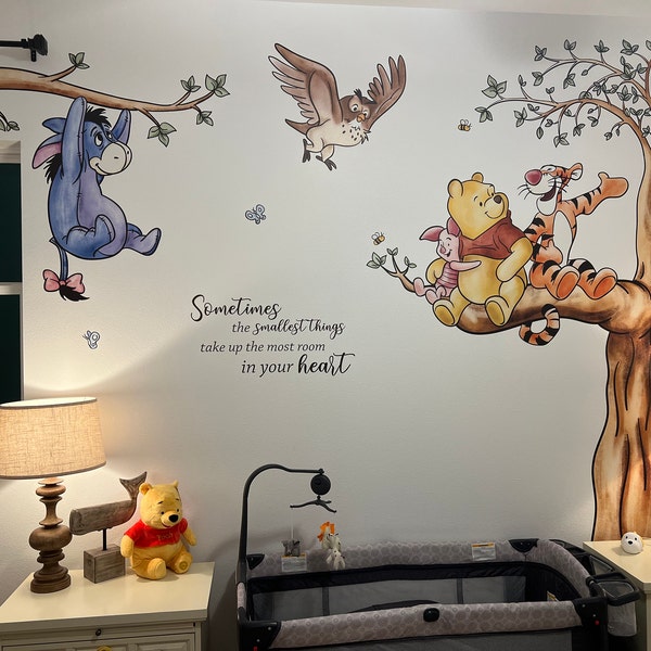 Winnie the Pooh and Friends on Tree With Quote Nursery Wall Decal ...