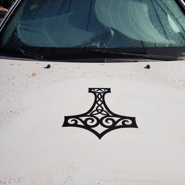 Thor's Hammer Mjolnir Vinyl CAR DECAL, Pagan Asatru Norse Viking ...