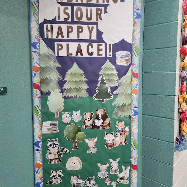 Watercolor Woodland Animals Reading Bulletin Board - Classroom Decor ...