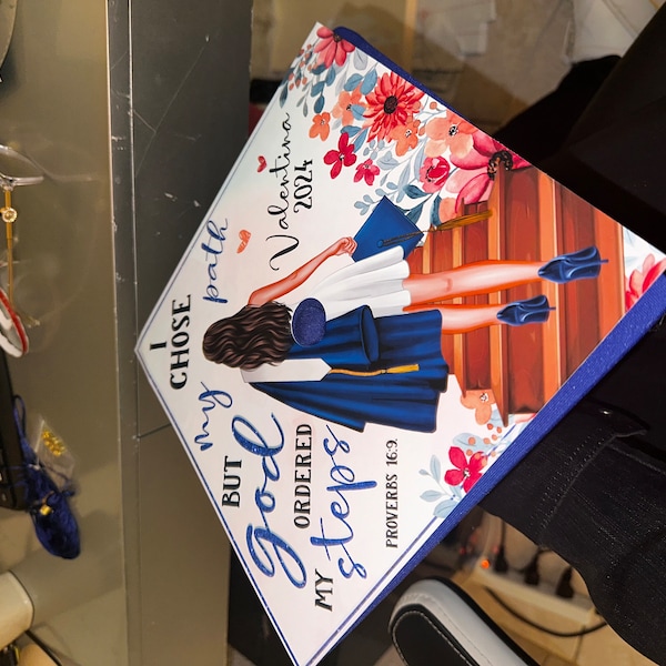 I Chose My Path but God Ordered My Steps Graduation Cap Topper, Black ...
