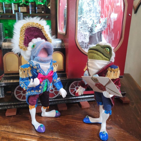 Frog Footman Fish Postman Alice in Wonderland Needle Felted Animal Toy ...