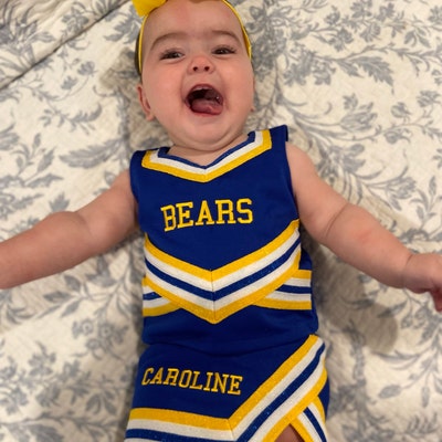 Blue & Gold Cheer Uniform, Blue and Yellow Cheerleading Uniform, Girls ...