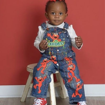 Overalls Birthday Outfit, Abby Overalls, Elmo and Friends, Sesame ...