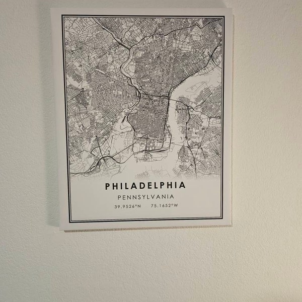 Philadelphia Map Print Poster Canvas | Pennsylvania Map Print Poster ...