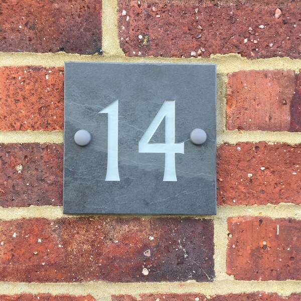 Black Slate House Sign Numbers 1-99 Deep Engraved Handmade Quality 4 X ...