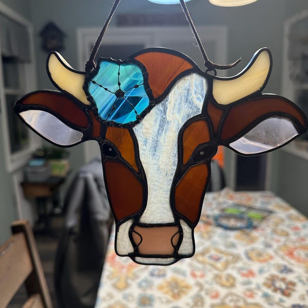 Happy Heifer Stained Glass Pattern | Digital Download | Cow Pattern ...