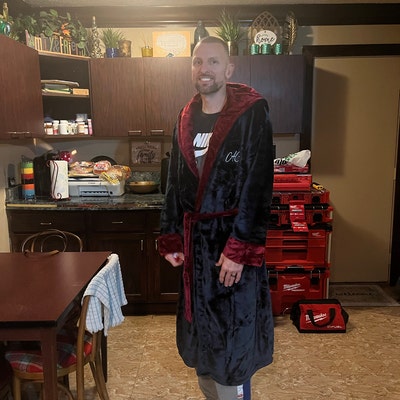 Personalized Men's Plush Shawl Robes Luxury Custom Embroidered Fleece ...